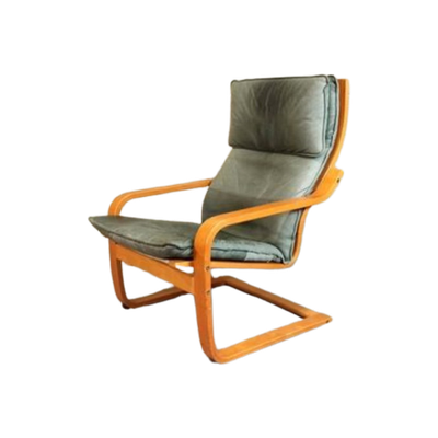 Vintage Poang Leren Fauteuil, Noboru Nakamura Voor Ikea | Fauteuil ...