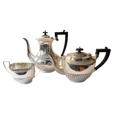 Antieke Art-Deco Set Van 3 Verzilverd Thee- En Koffieset, England Jaren ...