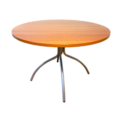 Vintage Ronde Drop Leaf Tafel - Hout + Metaal - Inklapbaar | Eettafel ...