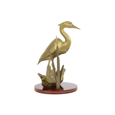 Grote Vintage Reiger Vogel Beeld Sculptuur Messing Mid Century 31Cm ...