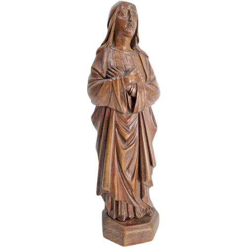 Bekijk Antiek Maria Beeld Hout Handgemaakt Beeldje Authentiek op Reliving 🤩