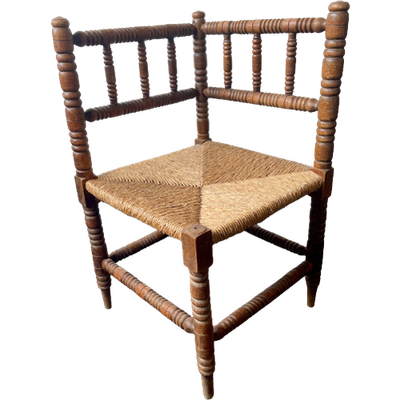 Antieke Hoekstoel Met Rieten Zitting, Uit Omstreeks 1920 | Stoel | Reliving