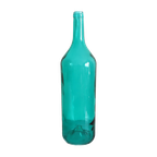 Bekijk Vintage Xl Fles Vaas In Turquoise Glas, Anno Nu op Reliving