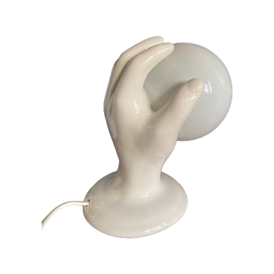Jaren 80 Wandlamp, Hand Met Lichtbol Wit Keramiek - Handenlamp, Magic ...