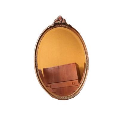 Ovale Houten Lijst Met Spiegel, Gestoken Kuif, Antiek | Spiegel | Reliving