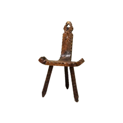 Vintage Brutalist Hout Tripod Driepoot Stoel | Stoel | Vintage | Reliving