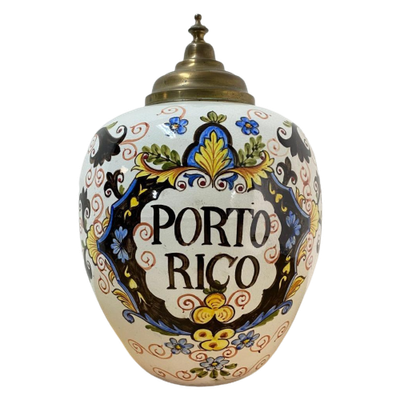 Antieke Tabak Pot Delfs Blauw Tabakspot Met Koperen Deksel | Overig ...