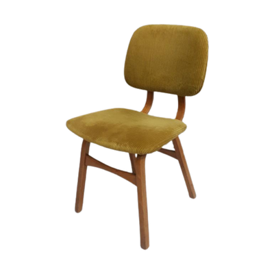 Vintage Stoel Bureaustoel Okergeel Groen Ribstof Retro Stoel | Stoel ...