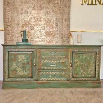 India Stijl Dressoir ~ Vintage Look Kast In Groen | Dressoir | Vintage ...
