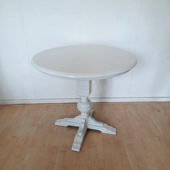 Brocante Vintage Landelijke Houten Witte Ronde Tafel | Eettafel ...