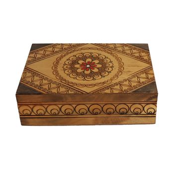 Vintage Houten Doos Versierd Met Bloem, Polen '70 | Kist | Vintage ...