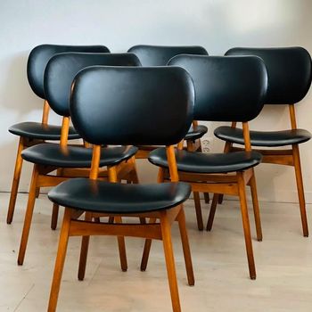 Set Van 6 Vintage Stoelen Jaren 60 Teak Midventury | Stoel | Vintage ...