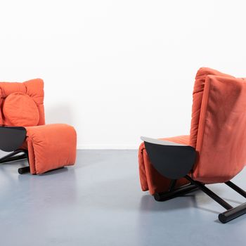 Pair Of Vintage Italian Design Recliners / Fauteuil / Ligstoel From ...