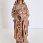 Bekijk Antiek Maria Beeld Hout Handgemaakt Beeldje Authentiek op Reliving 🤩