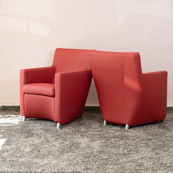 2X Leolux Dolcinea Fauteuil, Cherry Rood Leder - Nieuwstaat! | Fauteuil ...