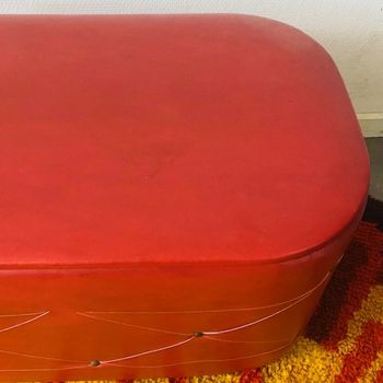Retro Poef Rood Jaren 70 | Poef | Vintage | Reliving