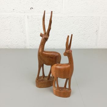 Duo Houten Antiloop Beeldjes. Prijs Voor Het Paar | Beeldje | Reliving