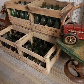 Oude Houten Krat, Flessenkrat Met 12 Wijnflessen 🍷 | Overig | Reliving