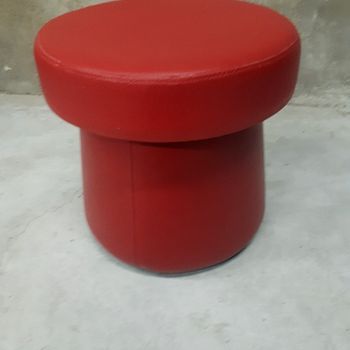 Jaren 70 Vintage Zacht Rode Mushroom Poef Met Opbergruimte Retro Poef ...
