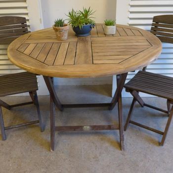 Mooie Inklapbare Ronde Teak Tuin Terras Eettafel Tuintafel | Eettafel ...