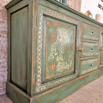 India Stijl Dressoir ~ Vintage Look Kast In Groen | Dressoir | Vintage ...