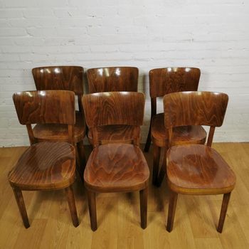 Vintage Houten Café Stoelen, Bistrostoelen, Eetkamer Stoelen. Setprijs ...