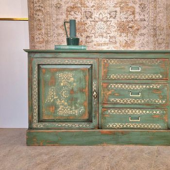 India Stijl Dressoir ~ Vintage Look Kast In Groen | Dressoir | Vintage ...